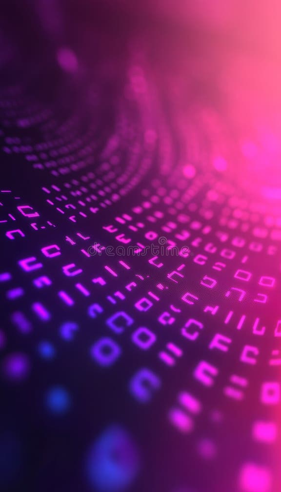 Abstract Technology Background, Glowing Purple Digits Data Flowing on ...