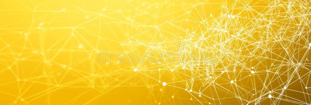 Abstract Technology Background Golden Network of Lines, Dots, and ...