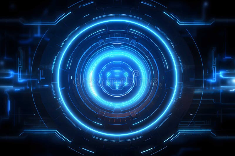 Abstract Technology Background with HUD Design Blue Neon Color ...