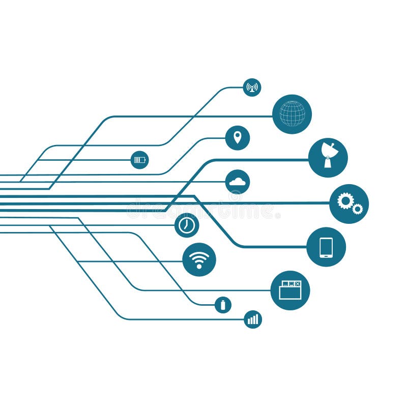 Abstract Technology Background with Lines, Circles and Icons. Growth ...
