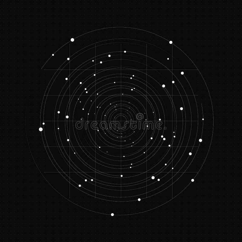 Abstract Technology Background. Map of the Planets. Black Color Science ...