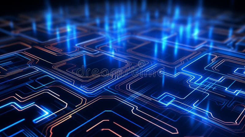Abstract Technology Background Neon Circuit Blue Neon. Technology ...