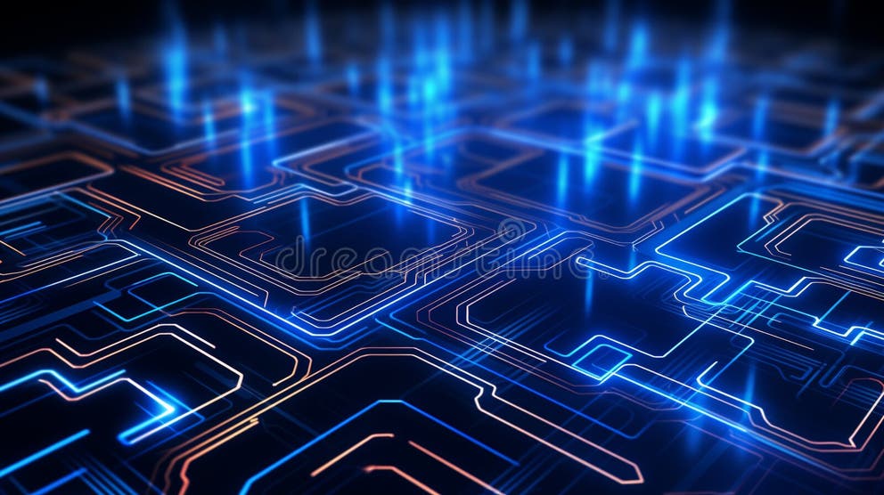 Abstract Technology Background Neon Circuit Blue Neon. Technology ...