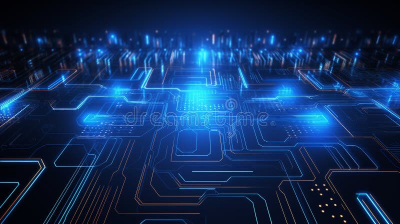 Abstract Technology Background with Neon Circuit. Generative Ai Stock ...