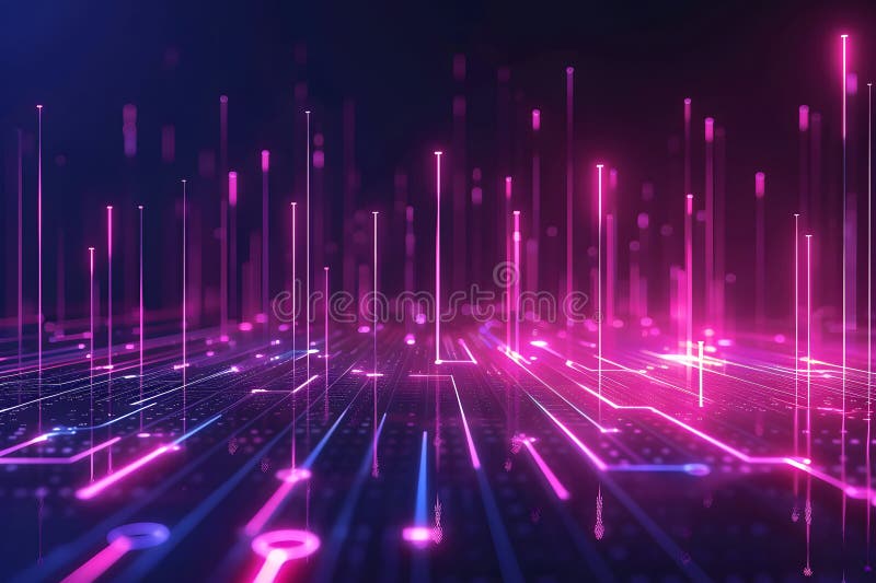 Abstract Technology Background Neon Circuit Neon by Generative AI Stock ...