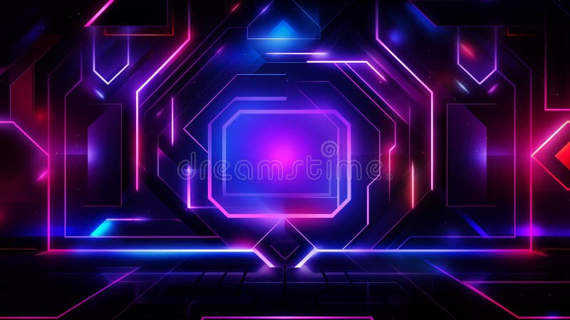 Abstract Technology Background with Neon Lines. Abstract Futuristic ...