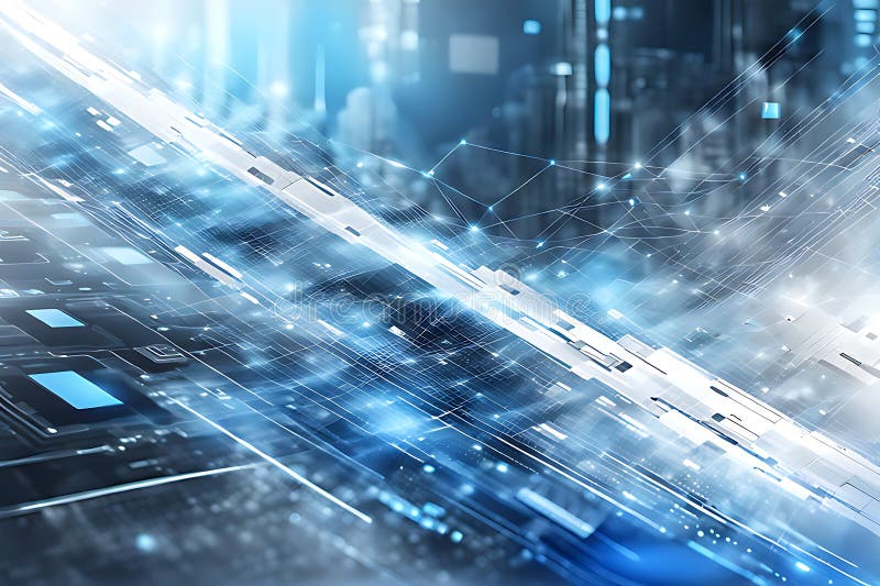 Abstract Technology Background with a Network Grid and Particles ...