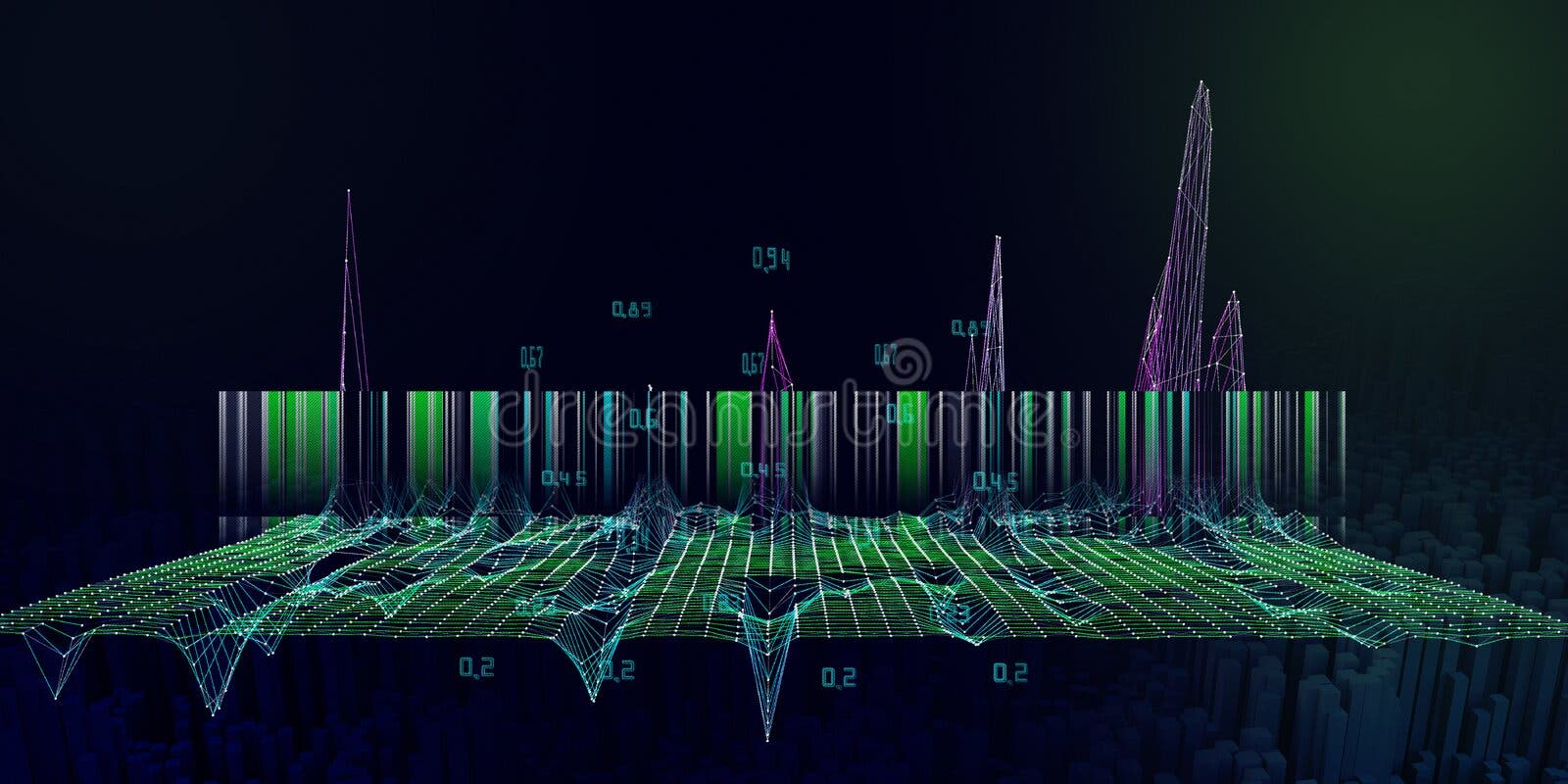 Computing Algorithm Artificial Cryptography Infographic Big Data Grid Visualization Stock 