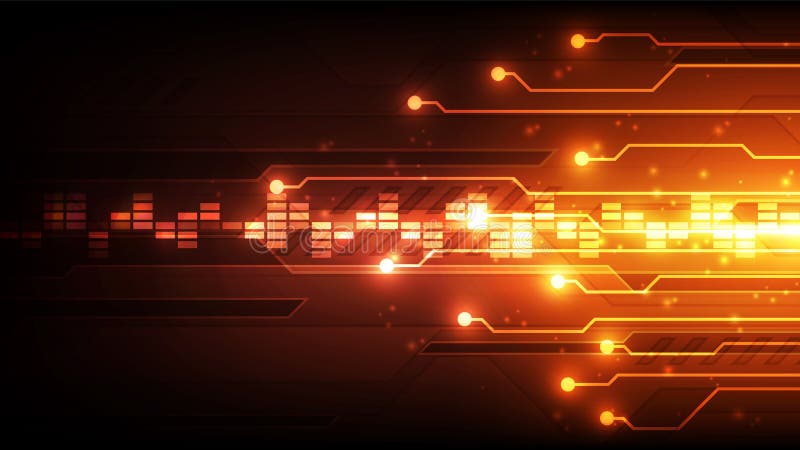 Abstract Technology Background. Orange Circuit Board. Vector ...