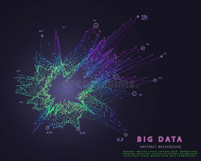 Chaotic Abstract Colorful Grid Concept on Dark Background . Futuristic ...