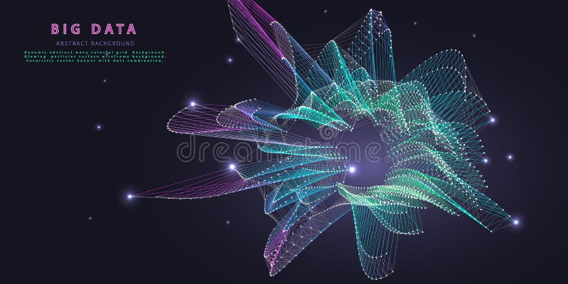 Abstract Technology Background with Polygonal Chaotic Grid Color on Dark . Analytics Algorithms ...