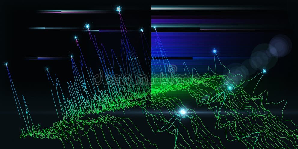 Abstract Technology Background with Polygonal Color and Blurred Lines. Analytics Data Algorithms ...