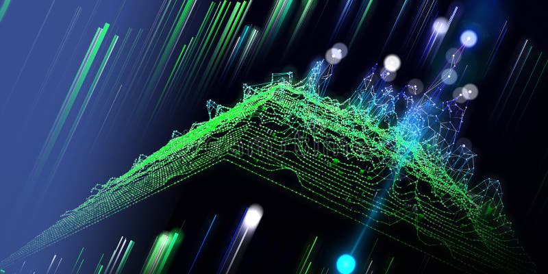 Abstract Technology Background with Polygonal Diagram Grid and Blurred ...