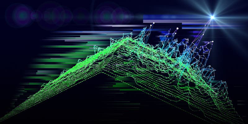 Abstract Technology Background with Polygonal Diagram Grid and Blurred ...