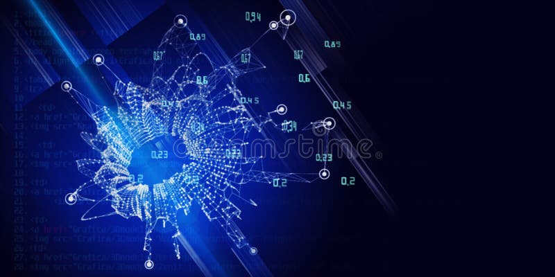 Quantum Computing Technology Concept. Deep Learning Artificial Intelligence. Quantum Space ...