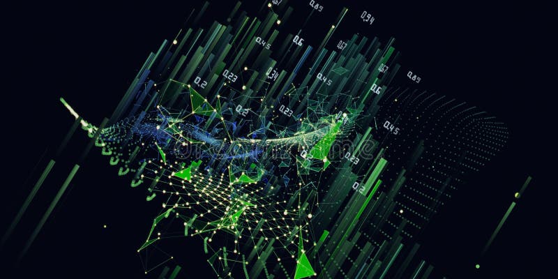 Abstract Technology Background With Polygonal Grid Data And Blurred