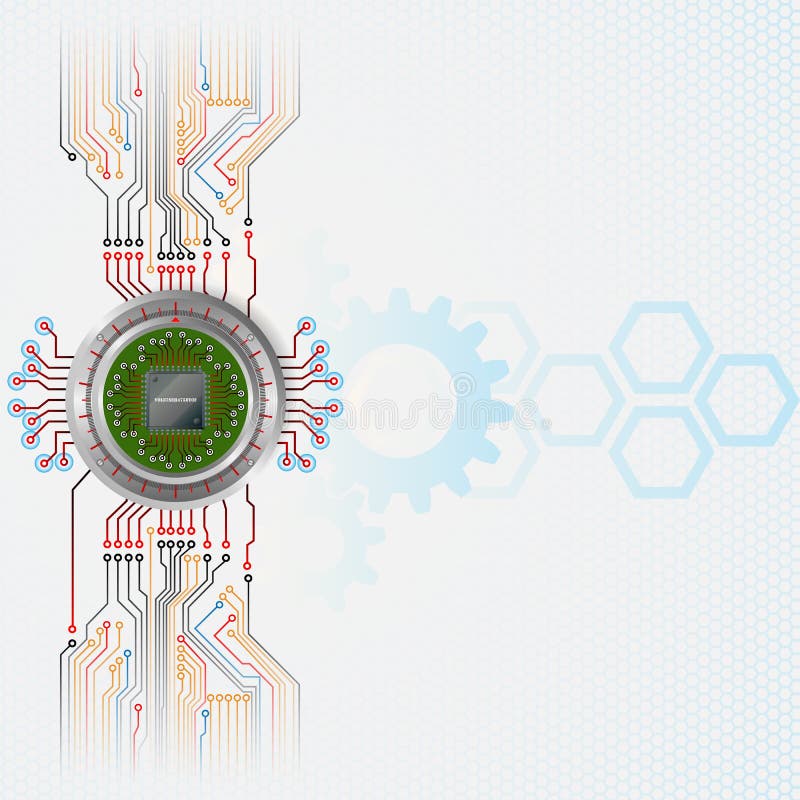 Abstract Technology Background; Electronic Chip Connected at Circuits ...