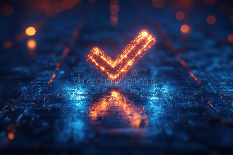 Abstract Technology Background with Quality Control Check Mark Stock ...