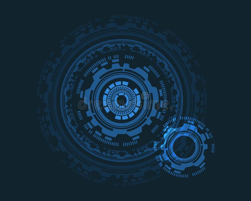 Abstract Technology Background.Round Blue Techno Shapes on Dark Blue ...