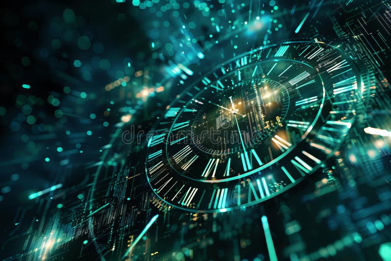 Abstract Technology Background Showing Clock Face Telling Time Stock ...