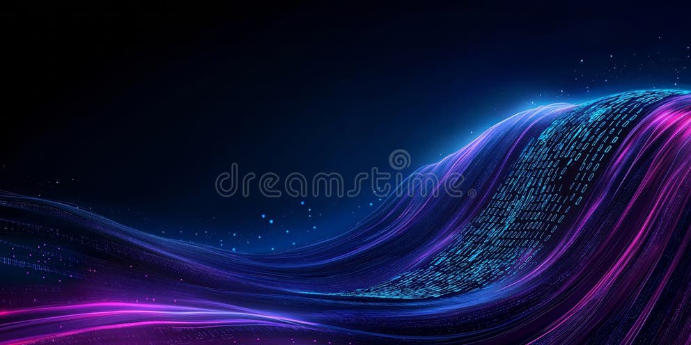 Abstract Technology Background Showing Flowing Data And Binary Code