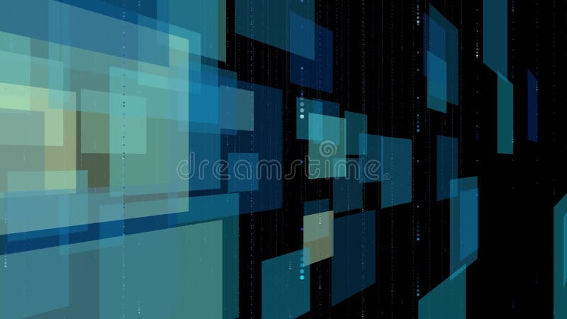 Abstract Technology Background - Square Panels and Circles Flying on ...