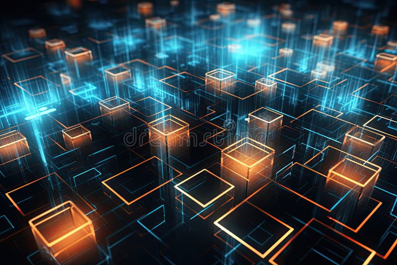 Abstract Technology Background with Squares, Generative AI Stock ...