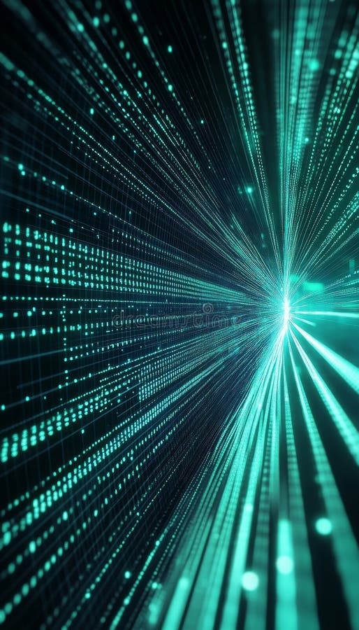 Abstract Technology Background with Streaming Green Binary Code, Big ...