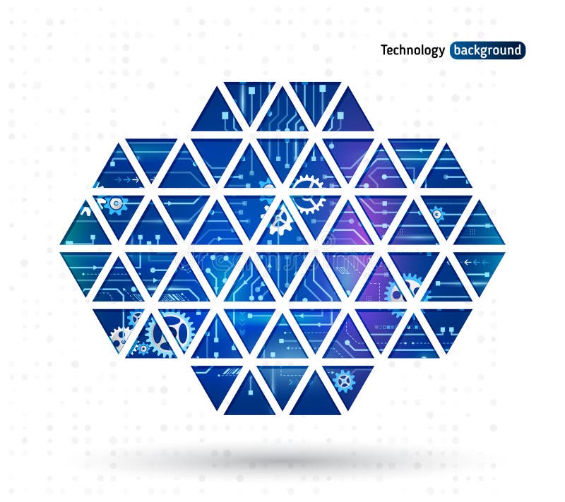 Abstract Technology Background with Triangles and Gear Wheels. Stock ...