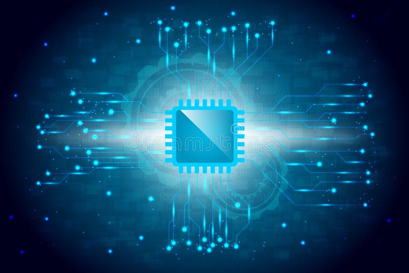 Abstract Technology Background Vector with Glowing Computer Chip. Stock ...