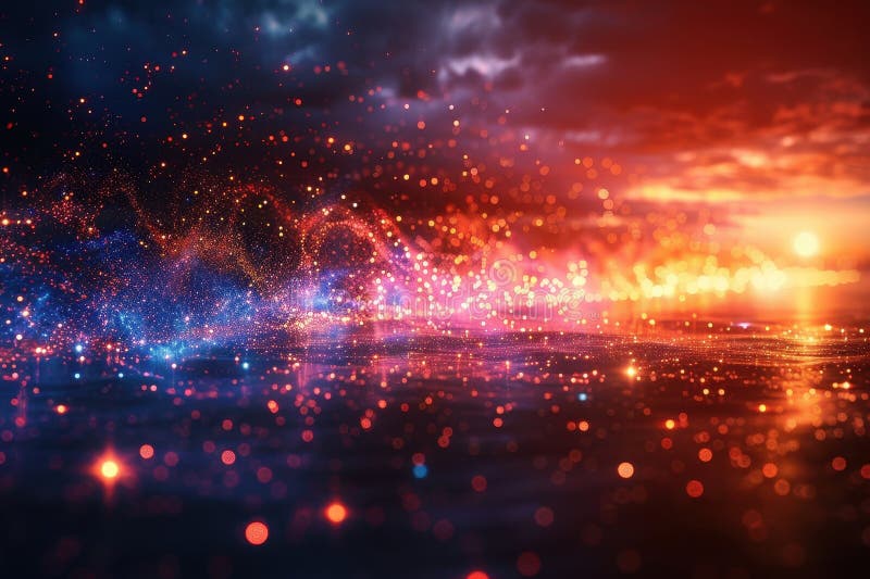 Abstract Technology Background with Vibrant Colors and Glowing ...