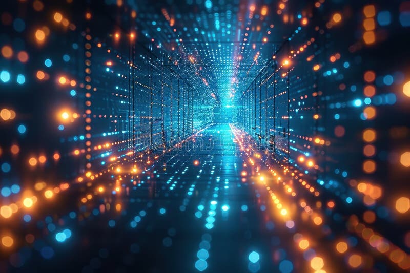 Abstract Technology Background with Vibrant Lights and Digital Patterns ...