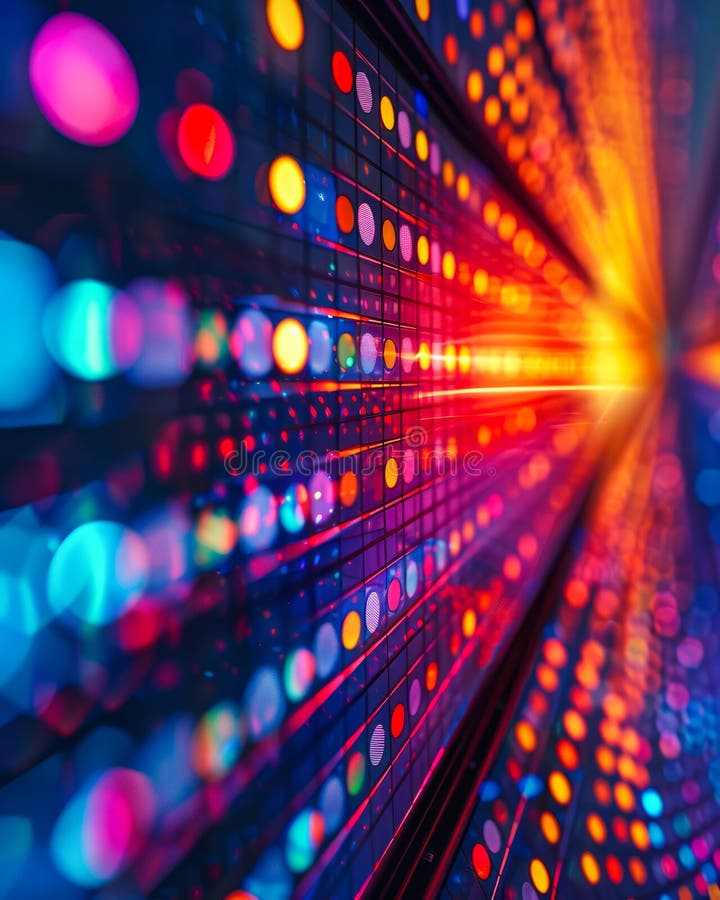 Abstract Technology Background with Vibrant Neon Lights and Bokeh ...