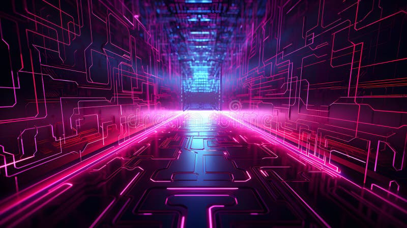 Abstract Technology Background With Wavy Color Grid Analytics Data