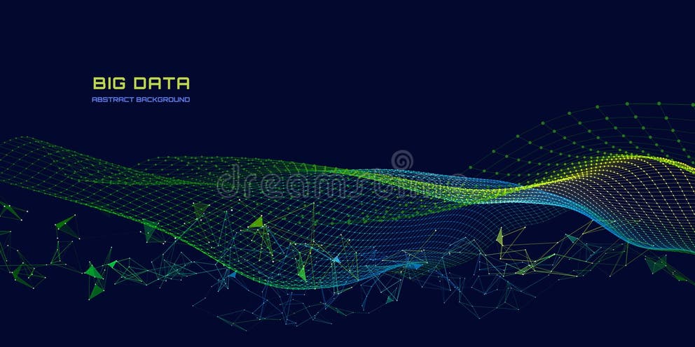 Abstract Technology Background with Wavy Color Grid in Dark. Analytics Data Algorithms ...