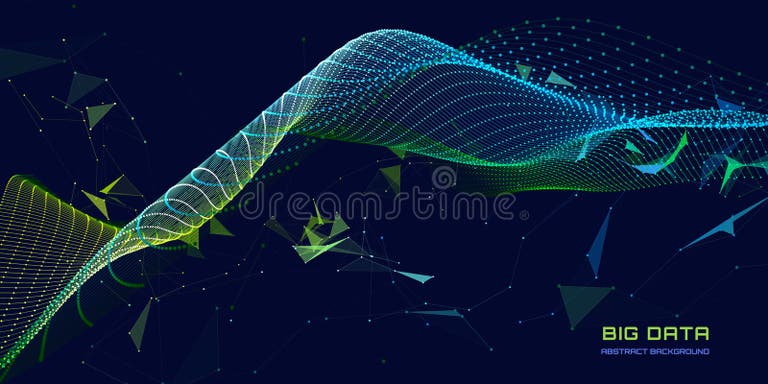 Abstract Technology Background with Wavy Color Grid in Dark. Big Data. Analytics Data Algorithms ...