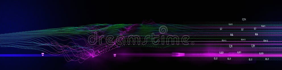 Abstract Technology Background with Wireframe Wavy Graph from Dotted ...