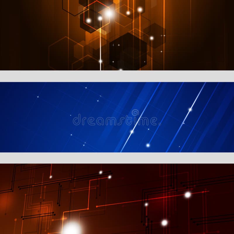 Three technology banners stock vector. Illustration of blank - 6581089