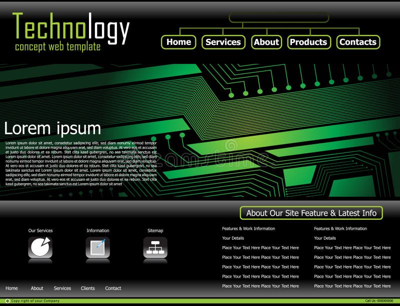 Abstract Technology Based Web Template Stock Vector - Illustration of ...