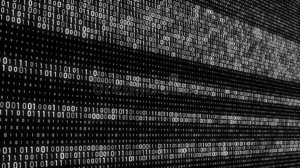 Abstract Technology Binary Code Background. Computer Code. Digital Flow. Big Data and ...