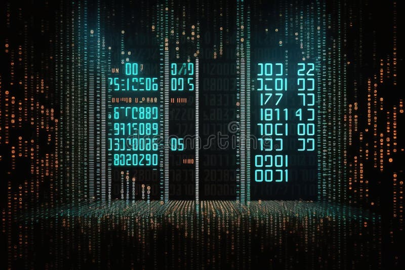 Abstract Technology Binary Code Background With Binary Data Fall From The Top Of The Screen