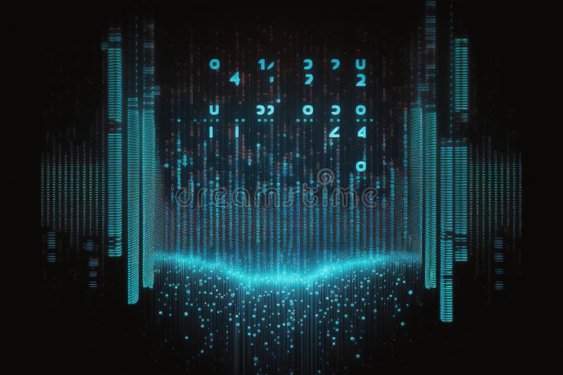 Abstract Technology Binary Code Background With Binary Data Fall From The Top Of The Screen