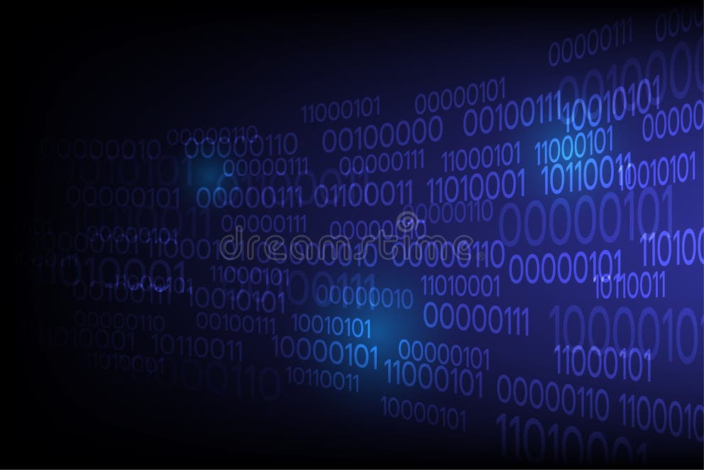 Abstract Technology Binary Code Big Data Random Blue Digits Wall on ...