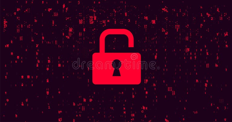 Abstract Technology Binary Code Dark Red Background. Cyber Attack, Ransomware, Malware ...