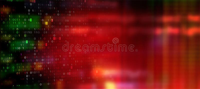 Abstract Technology Binary Code Dark Red Background. Cyber Attack ...