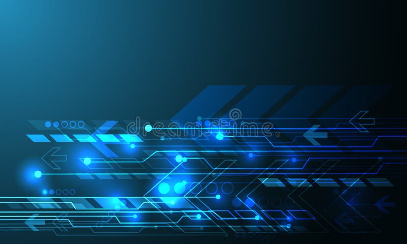 Abstract Technology Blue Arrow Circuit Cyber Direction Geometric Power Digital With Blank Space