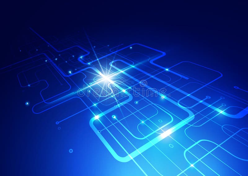 Abstract Technology Blue Background with Bright Flare Stock Vector ...