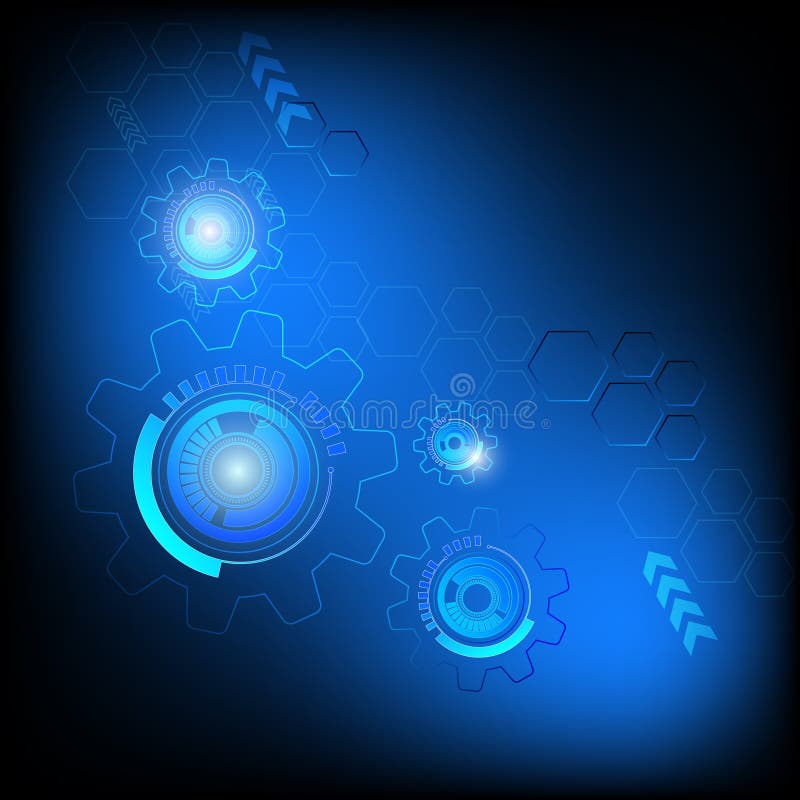 Abstract Technology Blue Background Glow in Dark Stock Illustration ...