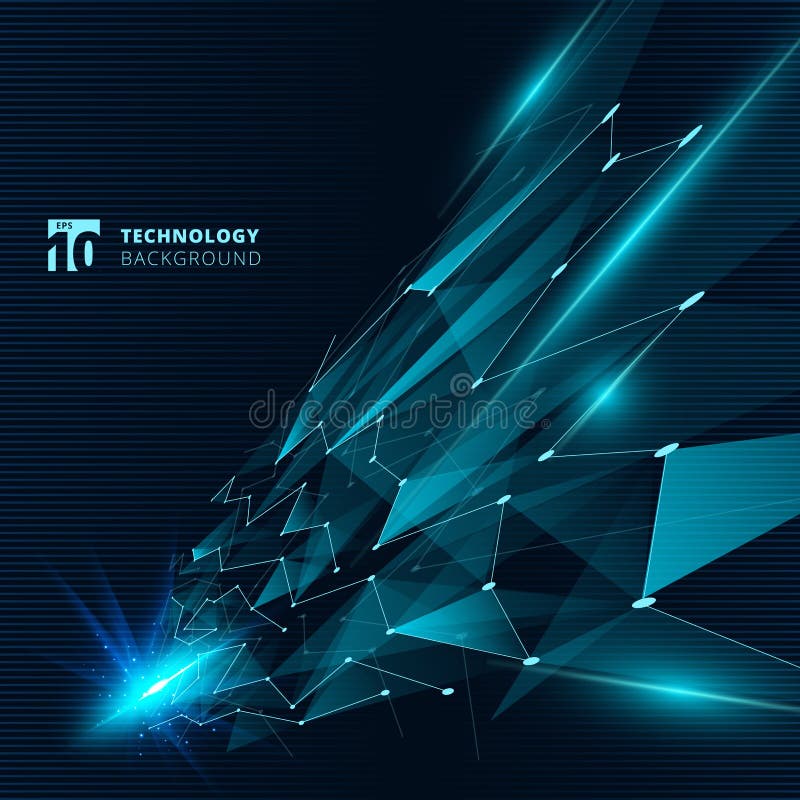 Abstract Technology Blue Color Triangles with Lighting Effect Li Stock ...