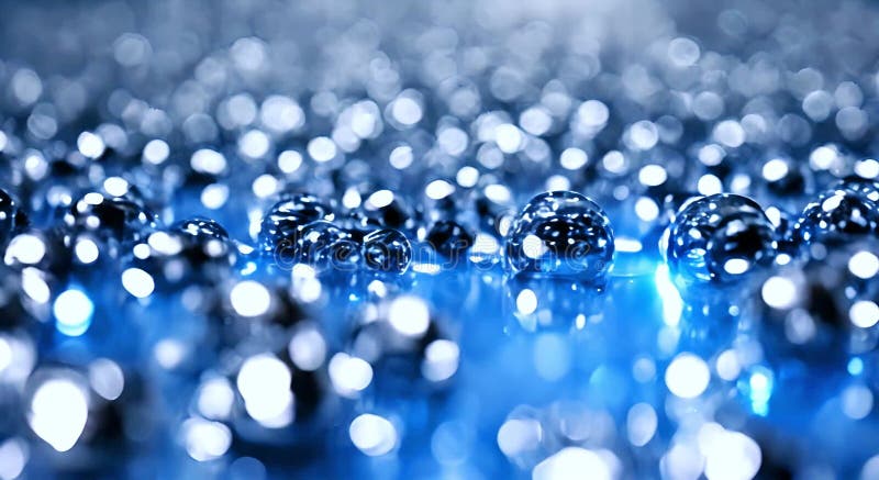 Abstract Technology Blue Droplet Light Glittering Illuminated and ...